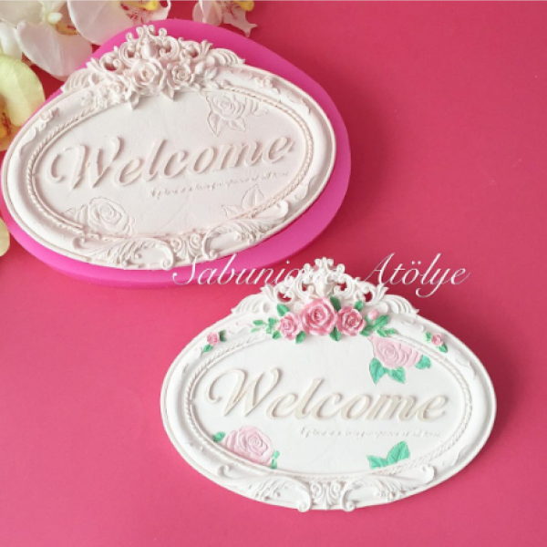 Welcome Çiçekli Pano Silikon Kalıbı | Sabunique | Silikon Kalıpları ve ...